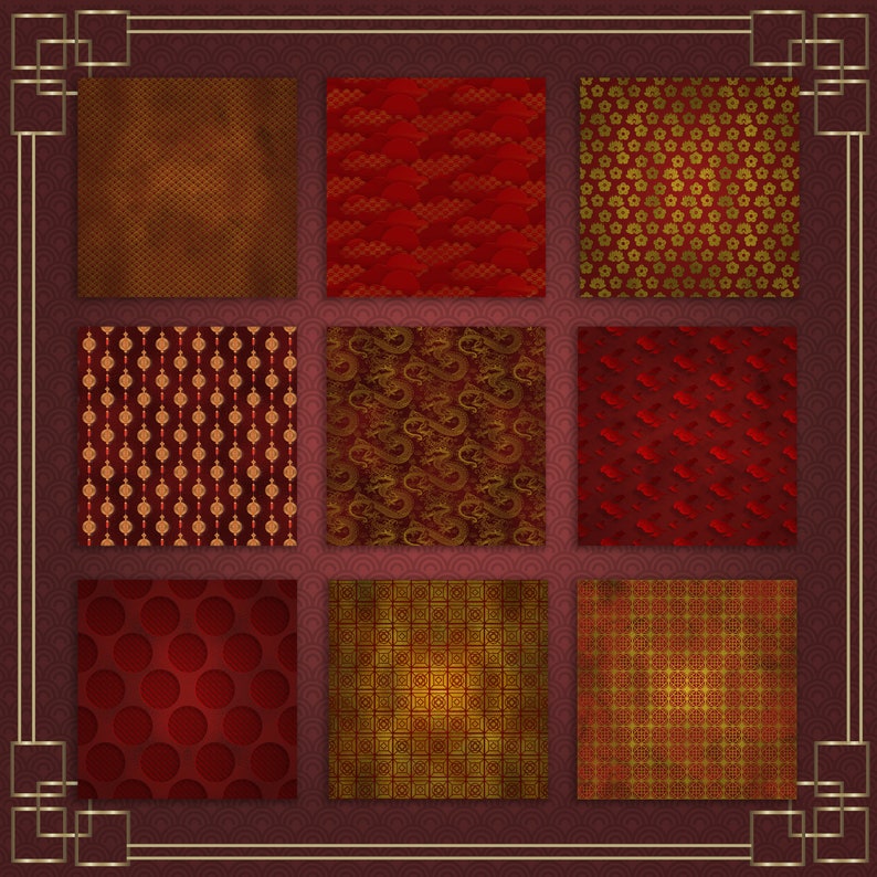 CHINESE TEXTURES Digital Papers SEAMLESS 9 Designs - Etsy