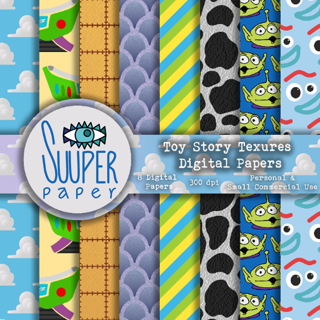 TOY STORY SEAMLESS Patterns Digital Papers 8 Designs 12x12in, 30x30 Cm ...