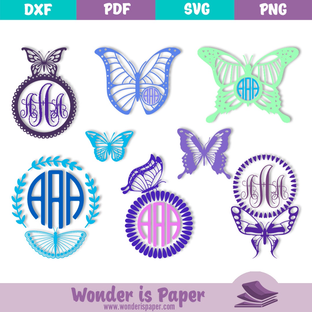 Butterflies Monograms - Vector (SVG) and Image (PNG) - Commercial and ...