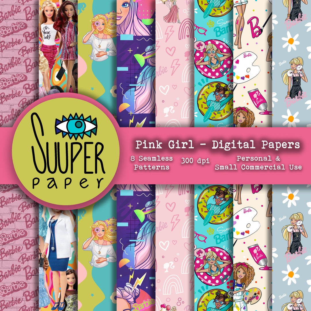 BARBI GIRL Papers- SEAMLESS - 12 Designs 12x12in, 30x30 Cm - Ready to ...