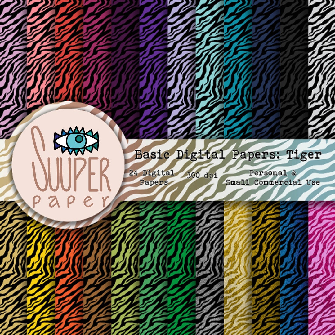 BASIC Digital Papers: TIGER - 24 Designs 12x12in, 30x30 Cm - Ready to ...