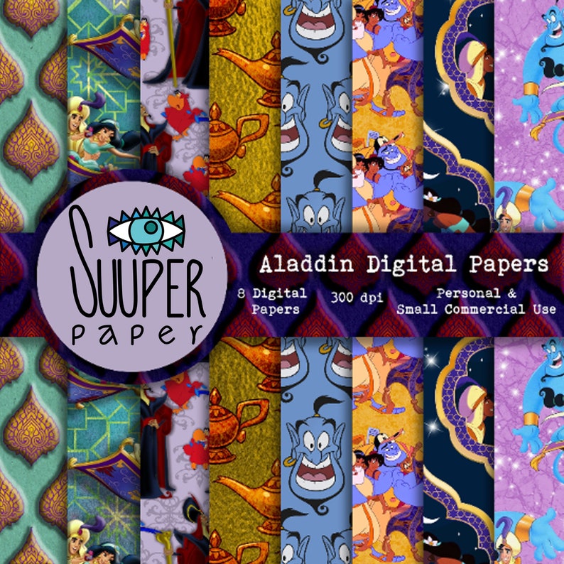 ALADDIN Digital Papers 8 Designs 12x12in, 30x30 Cm Ready to Print High ...