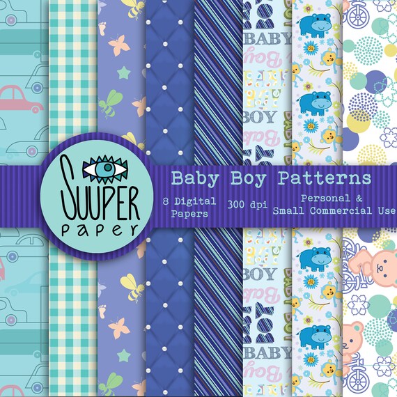 Baby Boy Digital Papers 8 Designs 12x12in 30x30 Cm Ready | Etsy