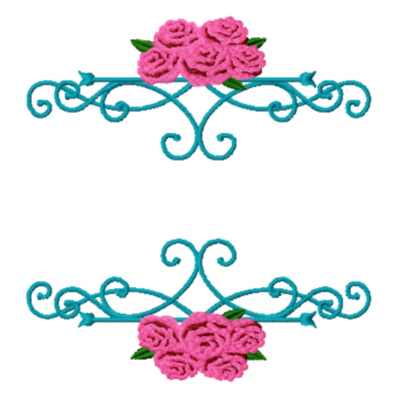 Split Monogram Frame Embroidery Design Rose Embroidery Design - Etsy