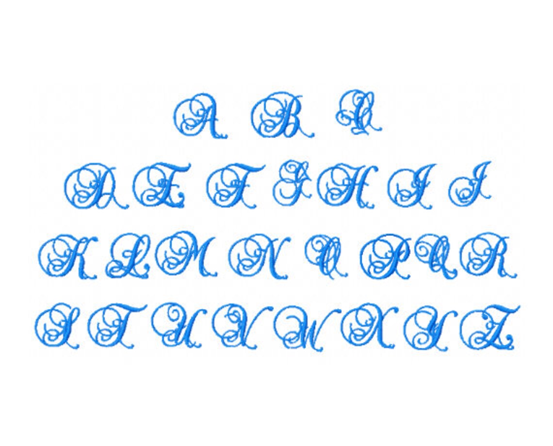 Elegant Embroidery Font Interlocking Vine Embroidery Font | Etsy
