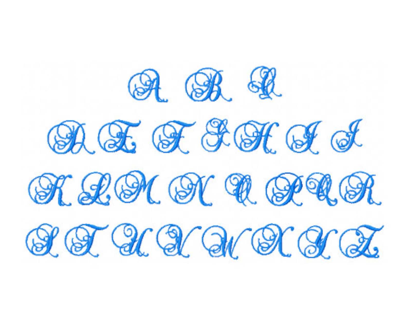 Elegant Embroidery Font Interlocking Vine Embroidery Font | Etsy