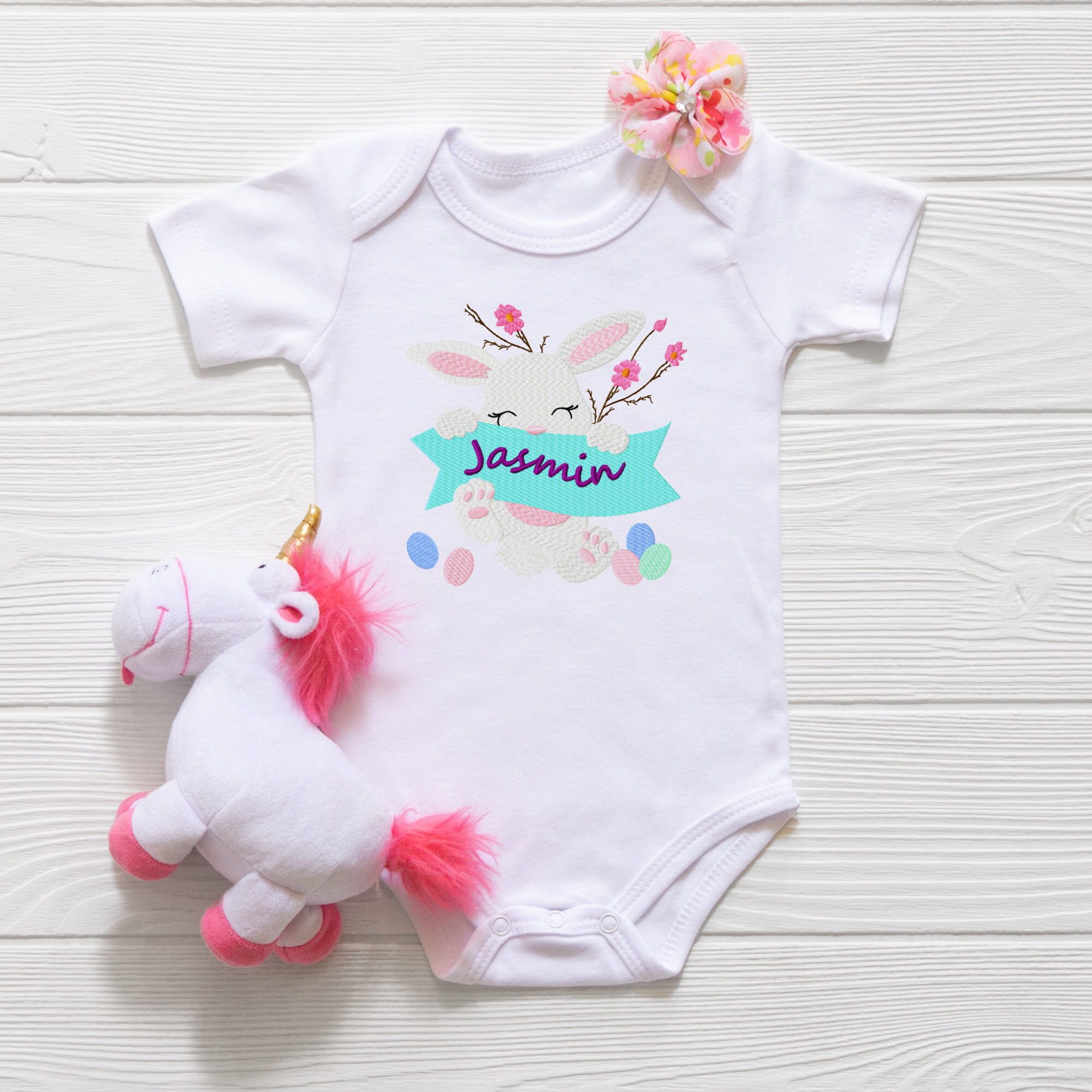 Easter Monogram Embroidery Design Easter Bunny Embroidery | Etsy