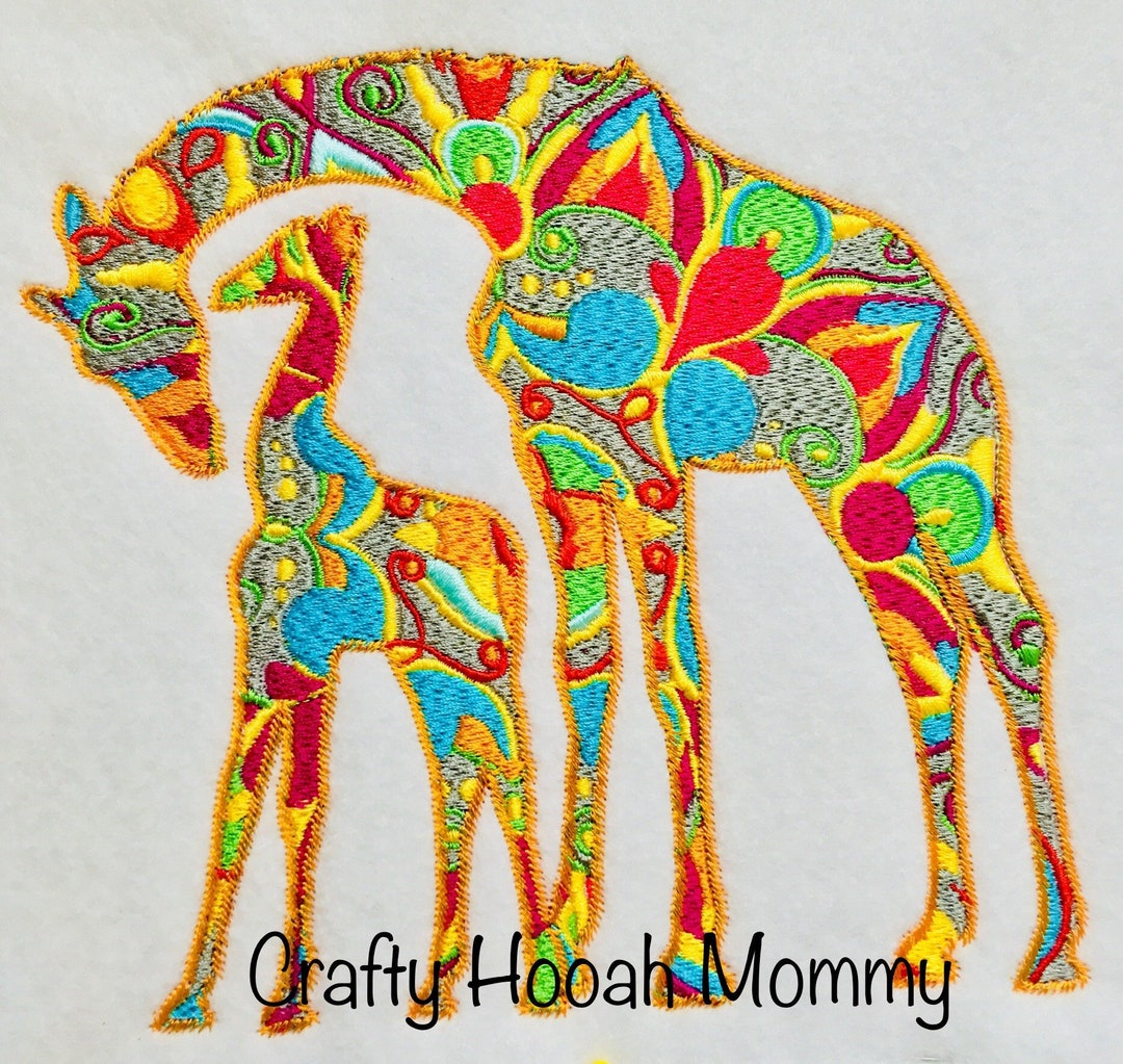 Giraffe Family - Baby Giraffe Embroidery Design - Safari Embroidery ...