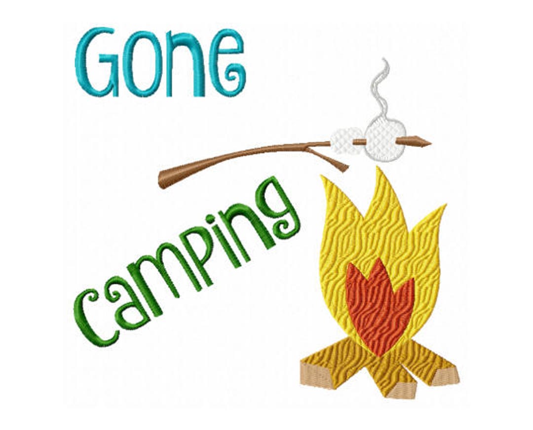 Campfire Embroidery Design - Summer Embroidery Design - Camping ...
