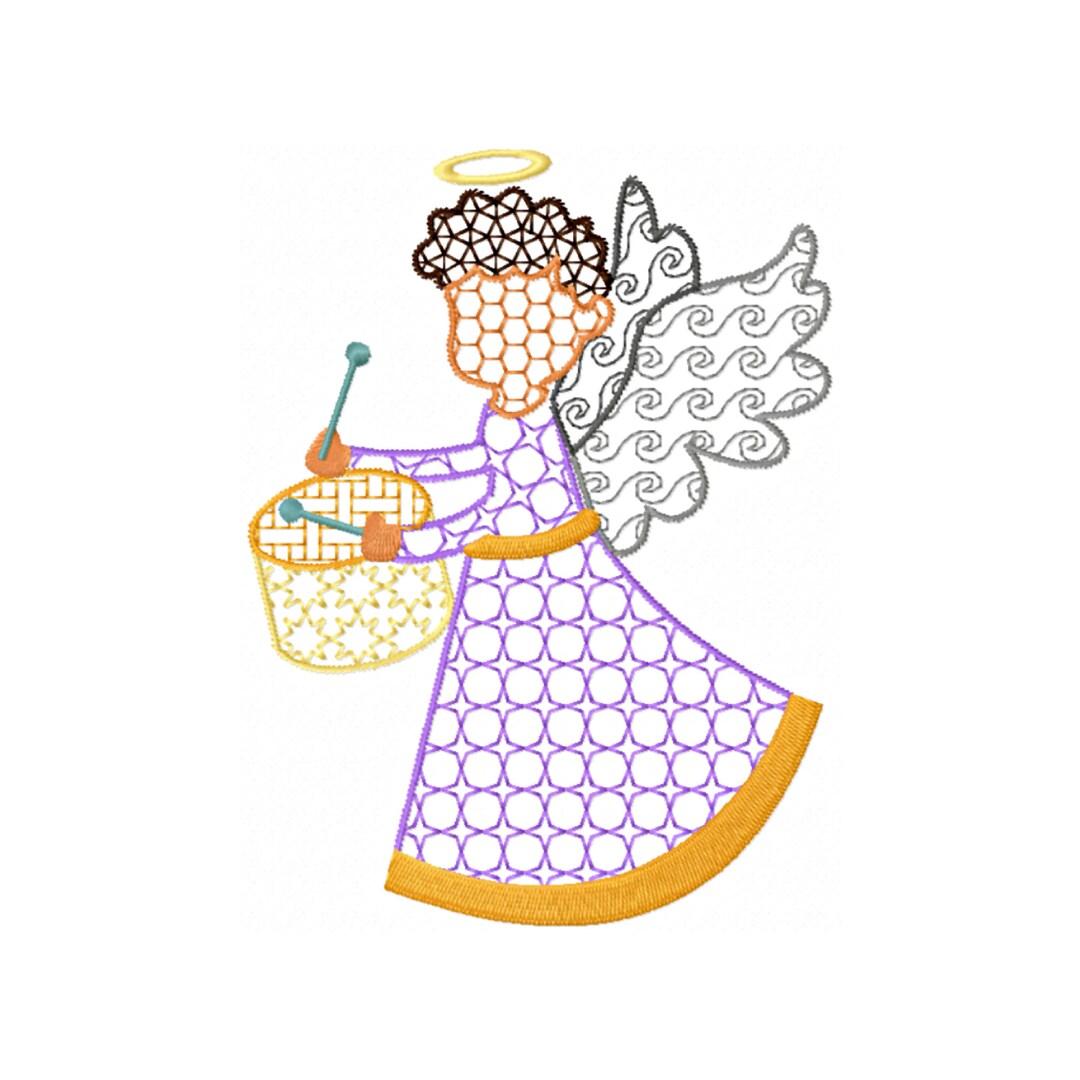 Christmas Angel Embroidery Design: Drummer Angel Quilt Motif (PES, JEF ...