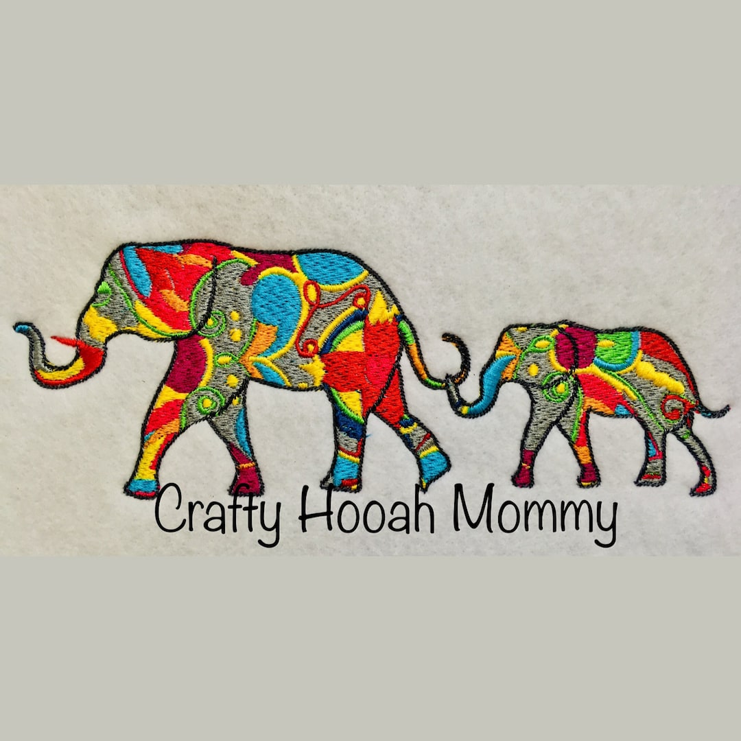 Elephant Family Elephant Embroidery Design Jungle Safari Baby Animal ...
