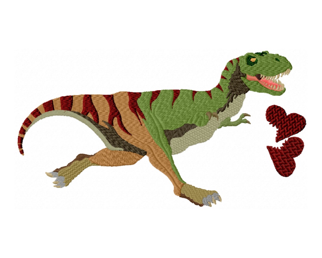 Dinosaur Embroidery Design - T Rex Embroidery Design - Valentines ...