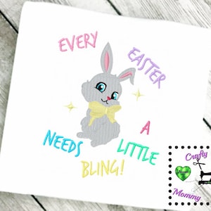 Easter Bunny Needs a Little Bling - Easter Bunny Embroidery Design ...