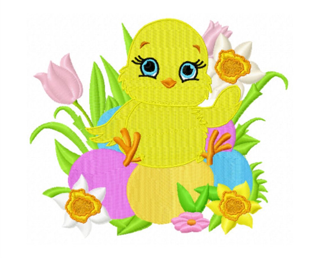 Easter Chick Embroidery Design - Baby Chicken Embroidery Design - Baby ...