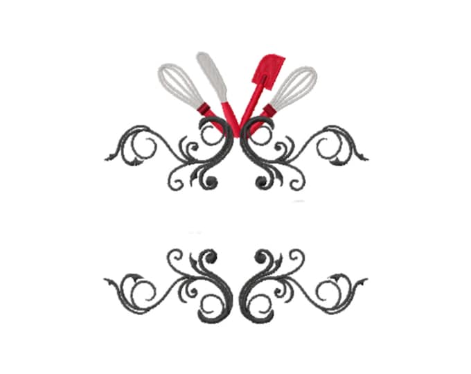 Split Monogram Embroidery Design Cooking Embroidery Design - Etsy