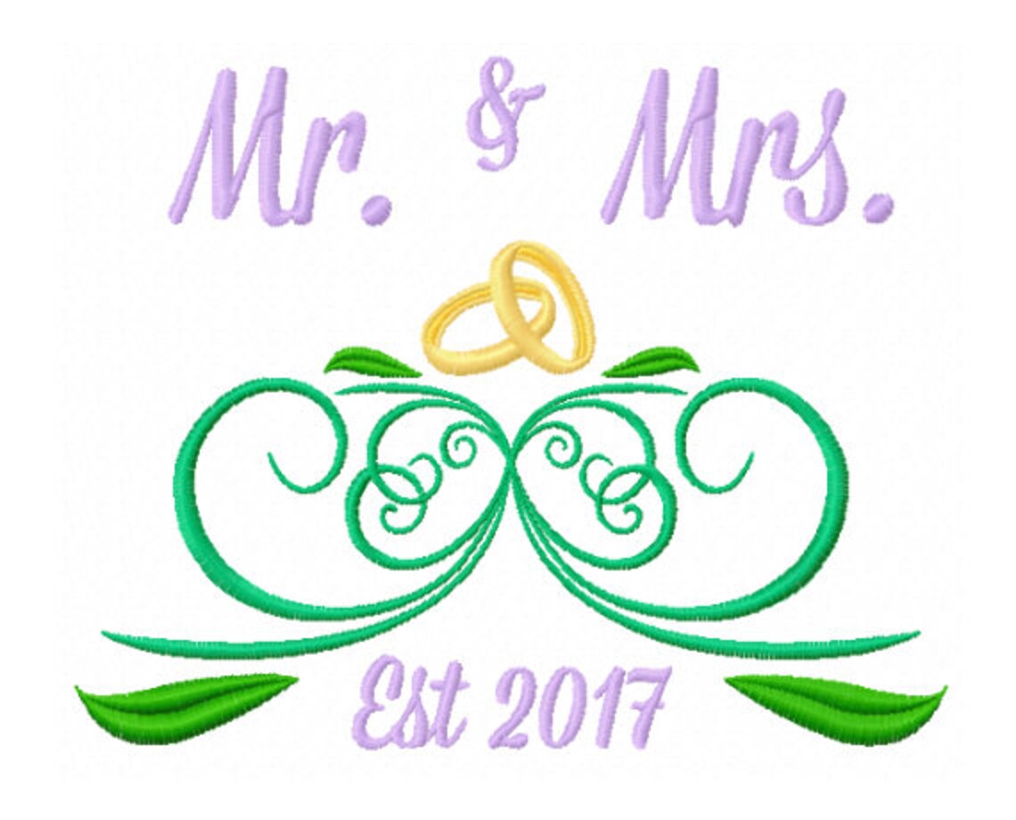 Mr and Mrs Wedding Design Wedding Ring Embroidery Design - Etsy