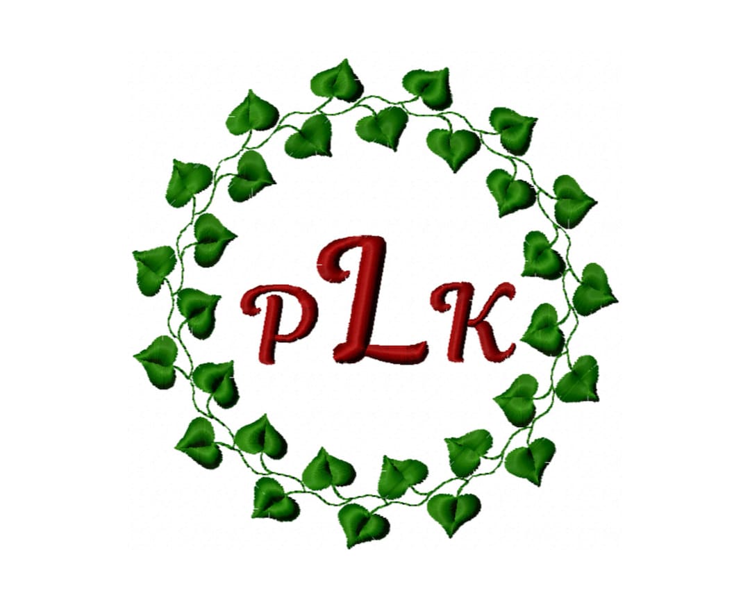 Leaf Monogram Circle - Green Leaf Monogram Circle - Circle Monogram ...