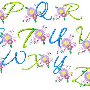 Floral Font Embroidery Design - 3 Inch Embroidery Font - Monogram ...