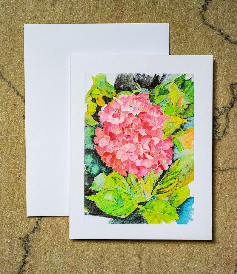 Pink Hydrangea, Watercolor Flowers, Note Cards, Greeting Cards, Thank ...