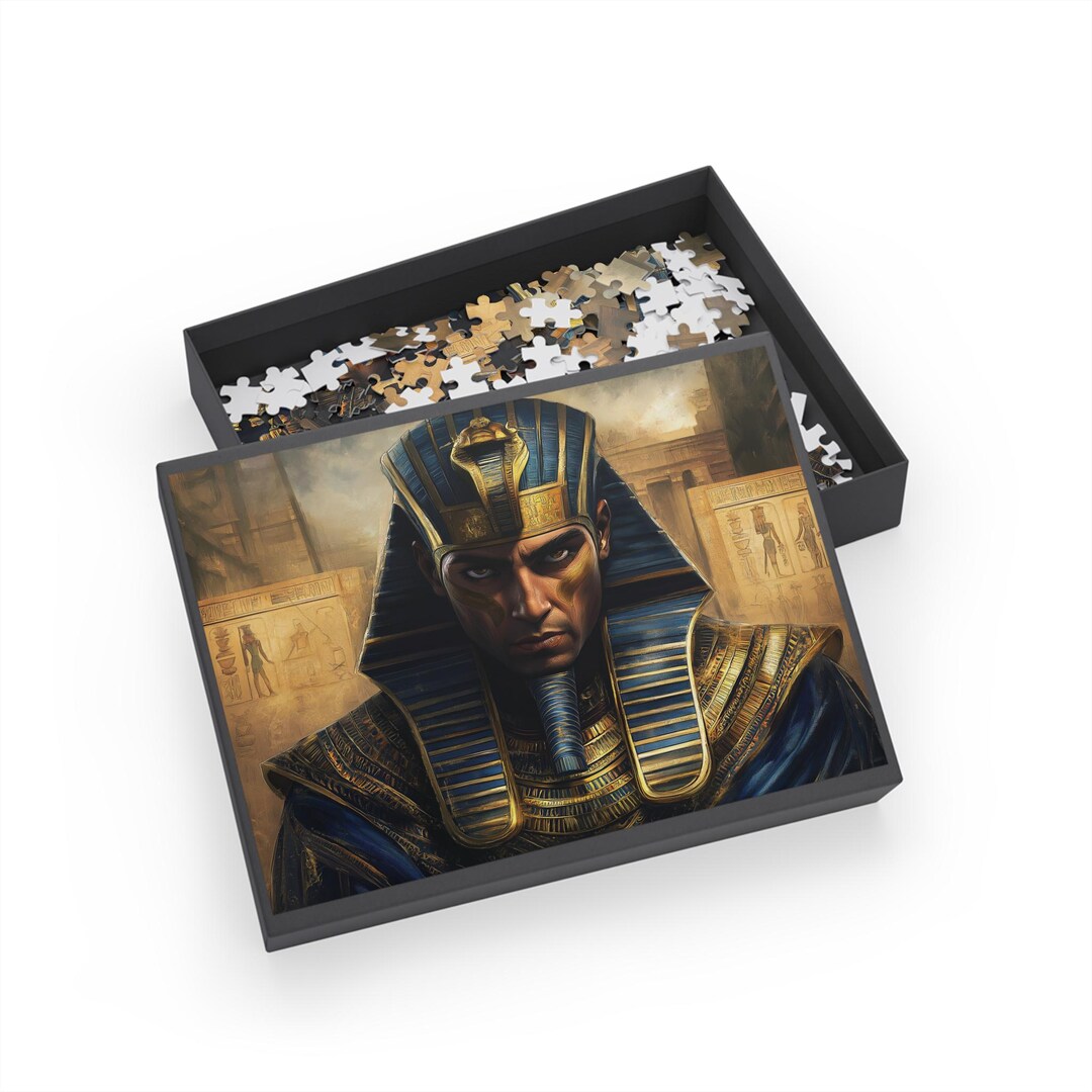 Egyptian Pharaoh With Hieroglyphic Background Premium Puzzle - Etsy