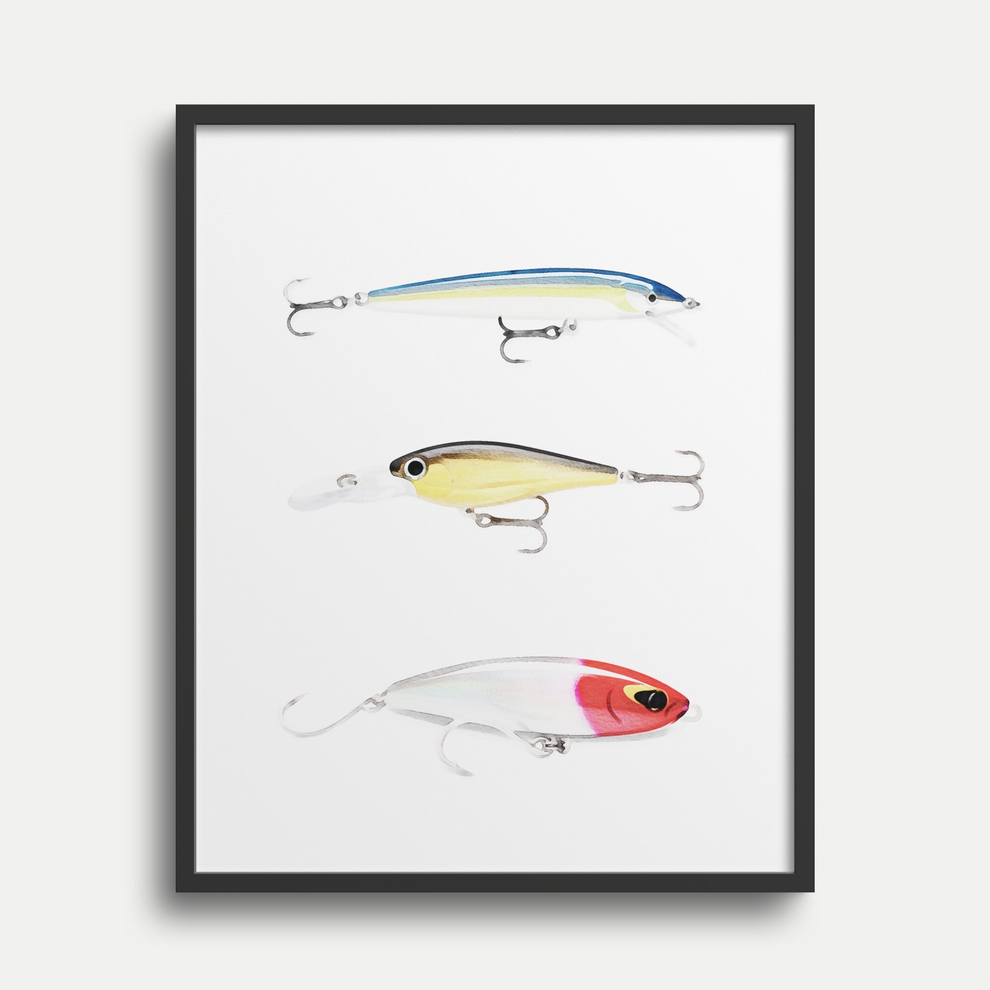 Fishing Lure Poster Watercolor Fishing Art Print Sportsman | Etsy