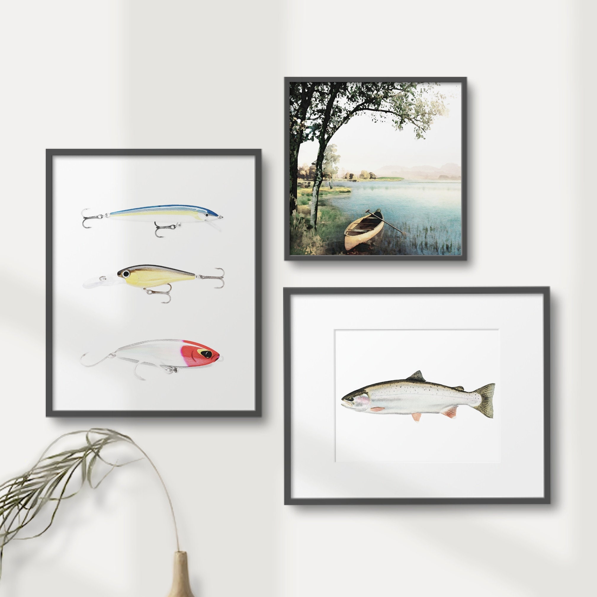 Fishing Lure Poster Watercolor Fishing Art Print Sportsman | Etsy