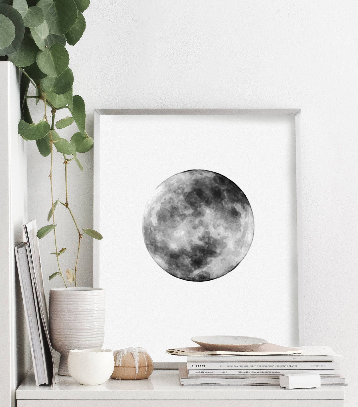 Moon Print Moon Poster Full Moon Poster Art Full Moon | Etsy