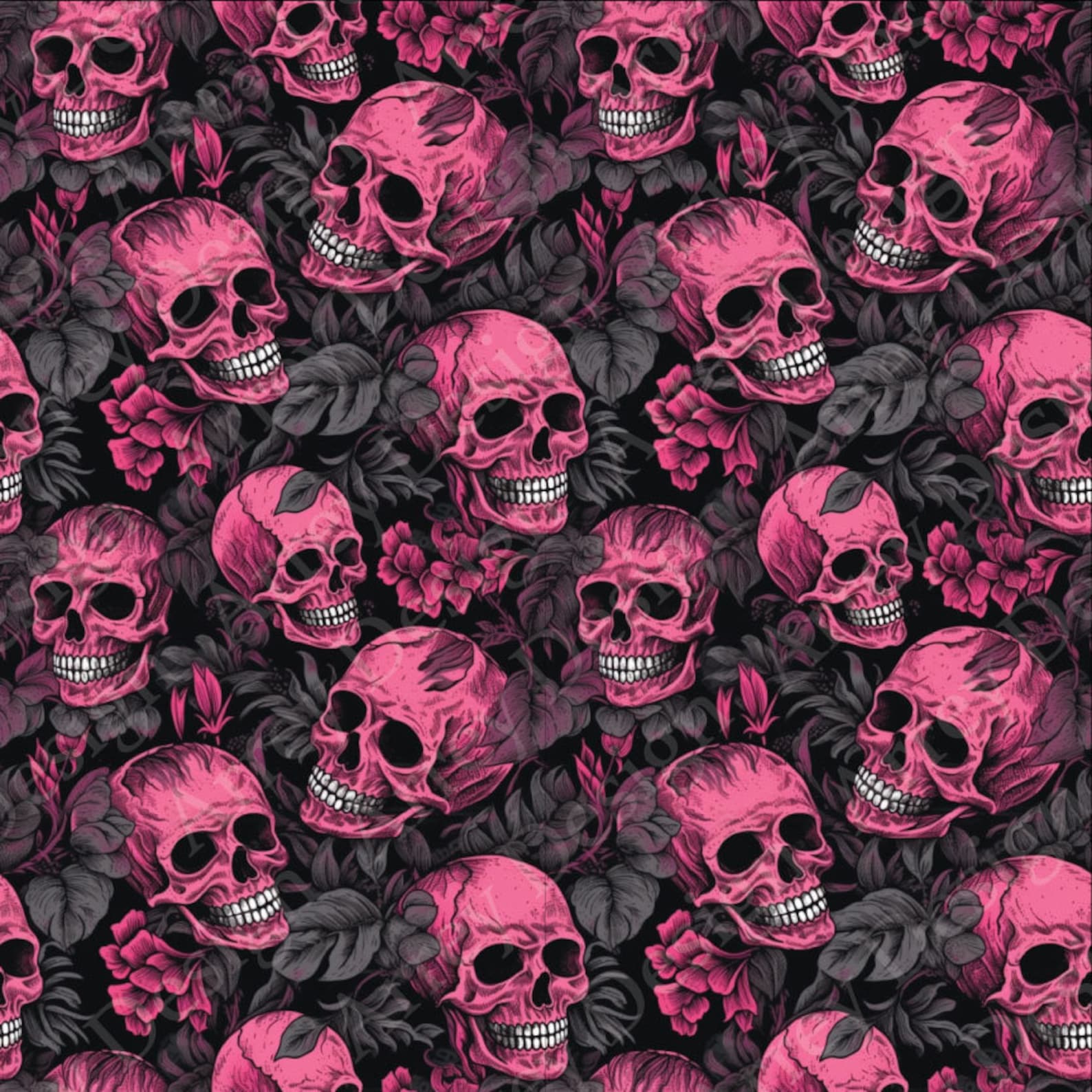 Pink Skulls Pattern 01 Seamless Pattern - Etsy