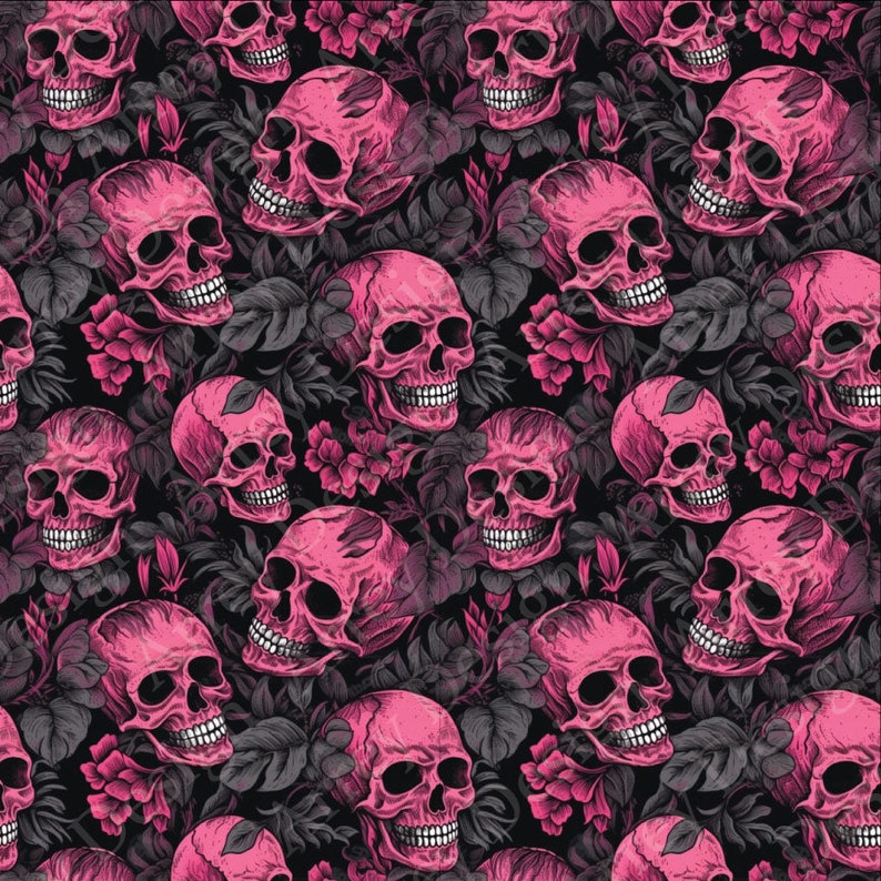 Pink Skulls Pattern 01 Seamless Pattern - Etsy