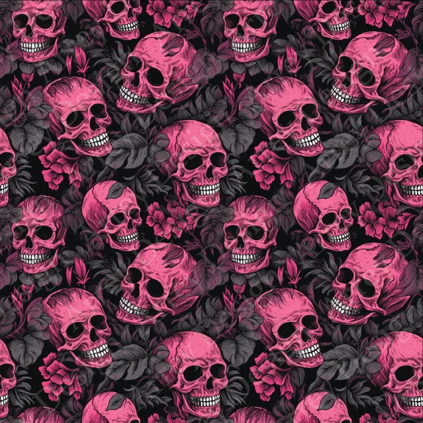 Pink Skull Pattern Wallpaper