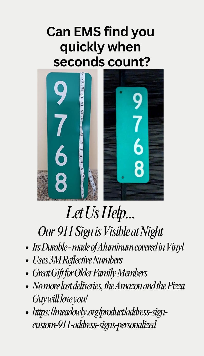 Reflective 911 Address Sign: Custom House Number - Etsy