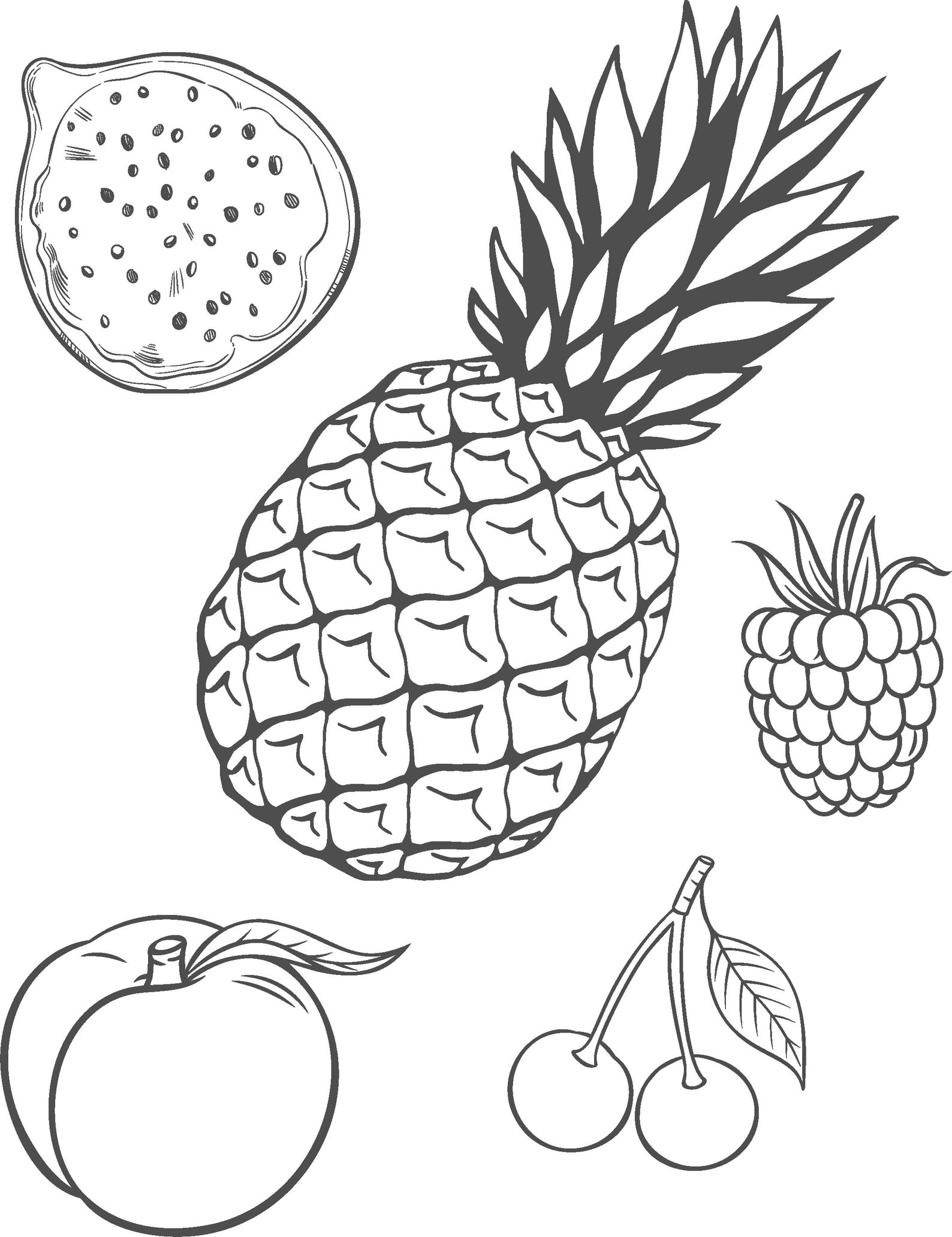 Fruit coloring pages set of coloring sheets digital coloring | Etsy