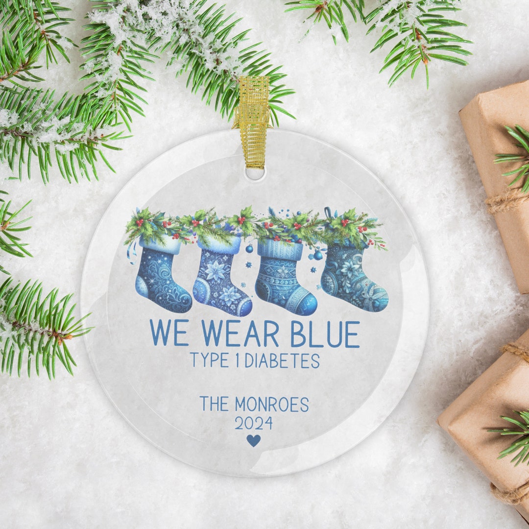 Personalized We Wear Blue Type 1 Diabetes Christmas Ornament Glass T1D ...