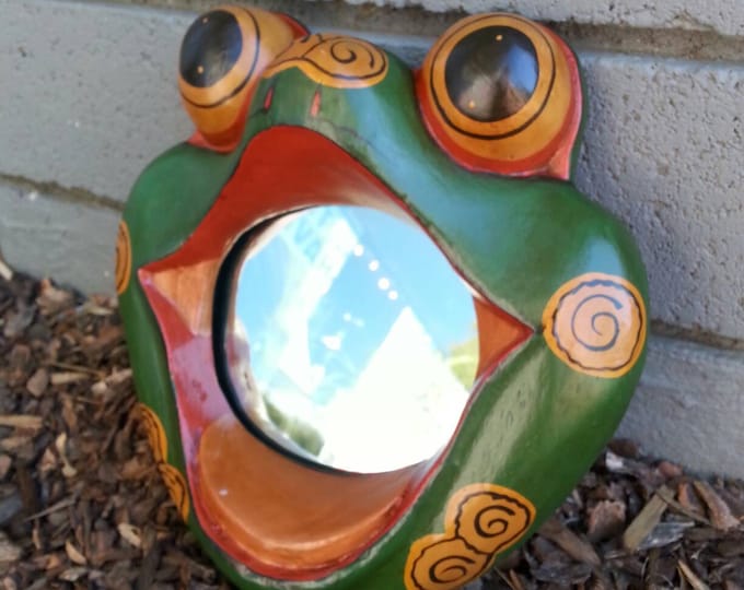 Frog Mirror/mirror/ Wood Mirror/ Frog/ Reptile/ Handmade/ Green/ Home ...