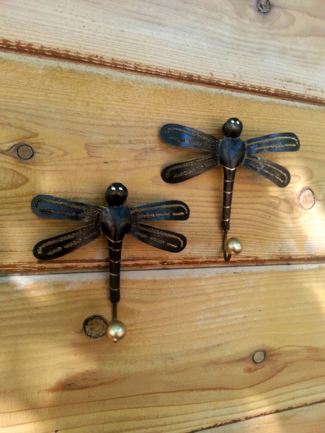 Dragonfly Hooks Metal Dragonfly Pair of Hooks Necklace Holder Home ...