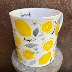 Harrods Lemon Motif Bone China Mug/tea Cup - Etsy