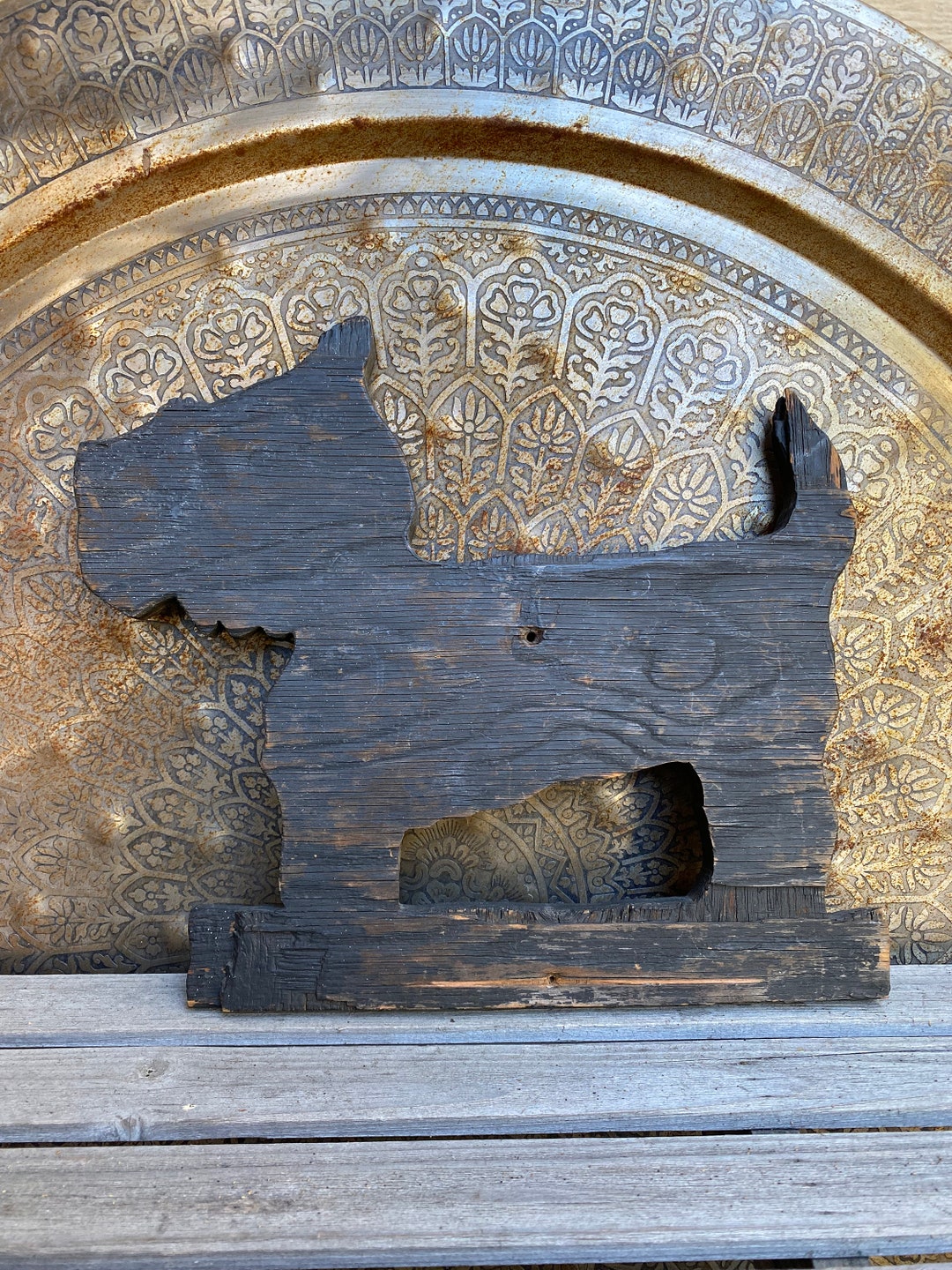 Chippy Dog Wall Hanging/little Folk Art Black Dog/wooden Dog Plaque ...
