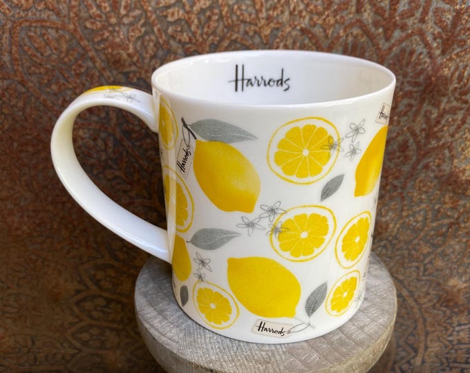Harrods Lemon Motif Bone China Mug/tea Cup - Etsy