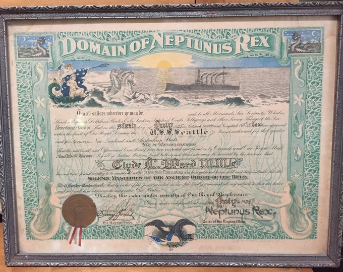 Domain of Neptunus Rex Certificate July 6,1925 - Etsy