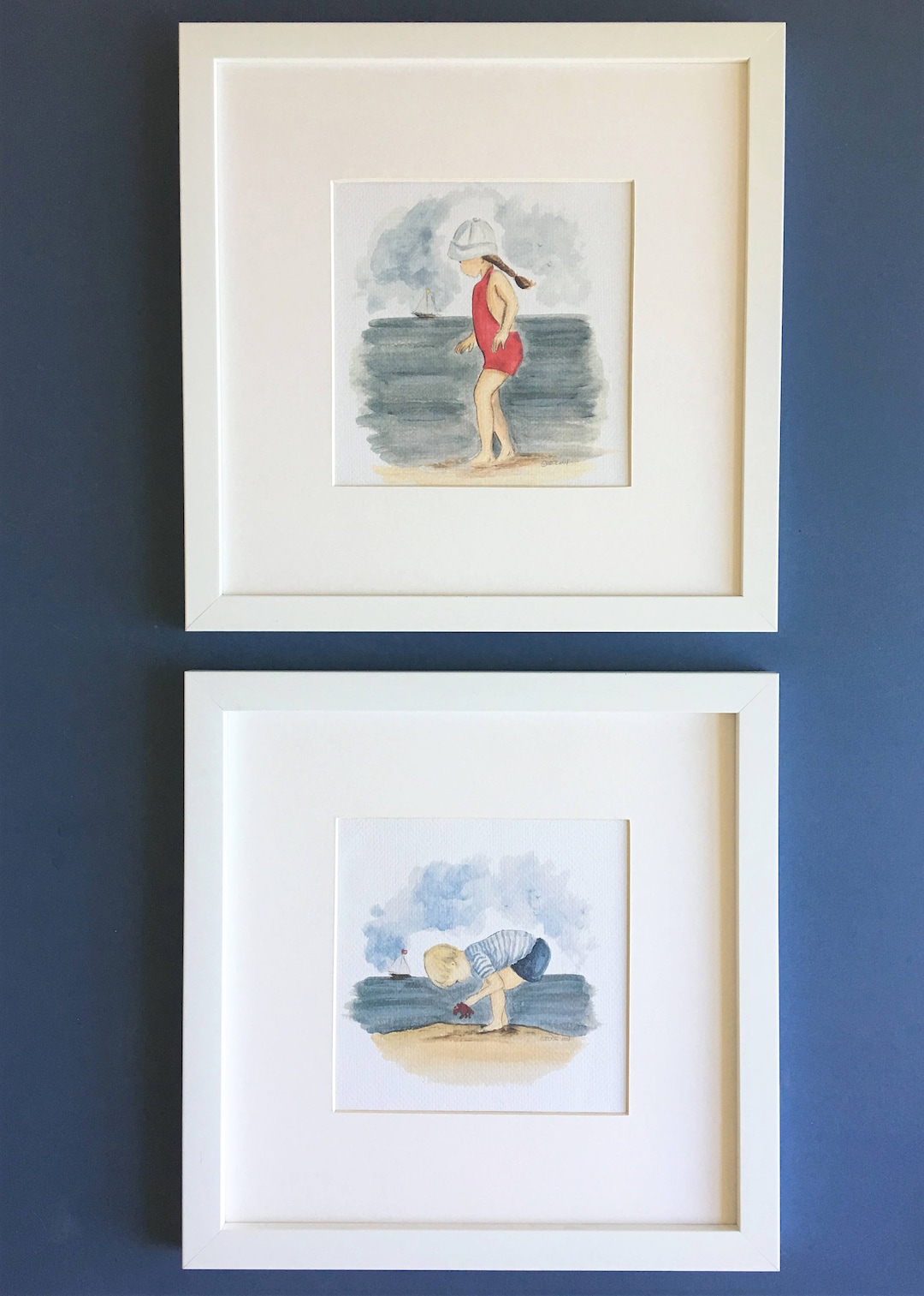 Beach Prints,seashore Print,beach Scene,watercolor Beach Scene,boat ...