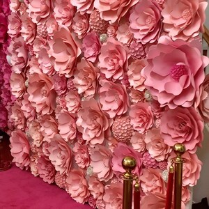 Pink Paper Flower Backdrop- Wall #61 Mix Flowers in Light Pink Shades ...