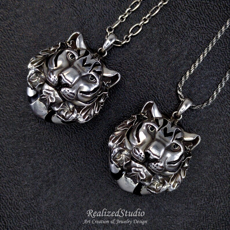 Tiger Silver 925 Pendant Artisan Jewelry Zodiac Year of the Tiger - Etsy