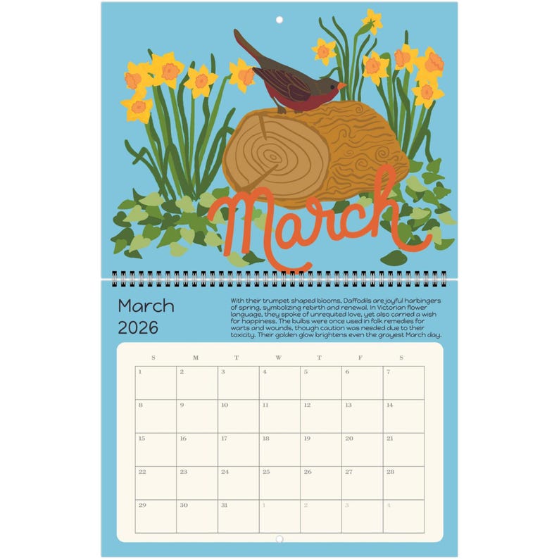 2026 Birth Month Flower Calendar: Hand-drawn Botanical Art & Folklore ...