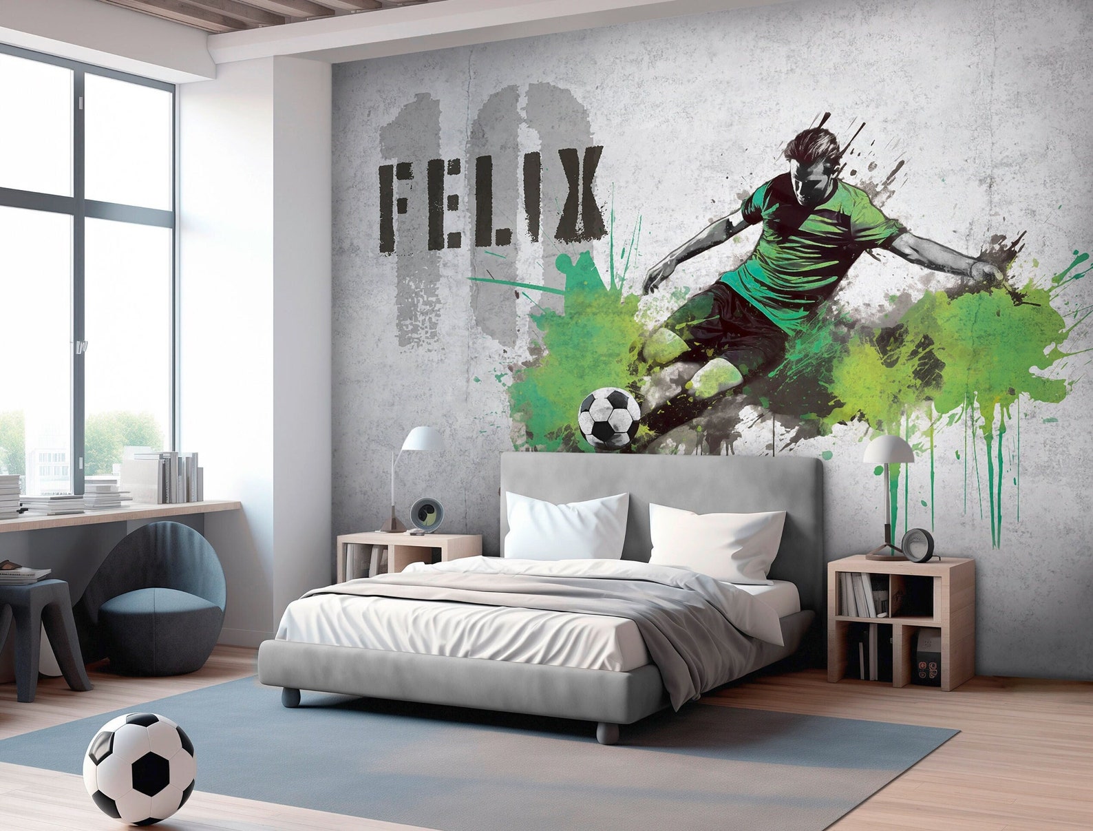 Fussball Tapete mit Namen Farben des Lieblingsvereins Kinderzimmer ...