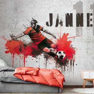Fussball Tapete mit Namen Farben des Lieblingsvereins Kinderzimmer ...