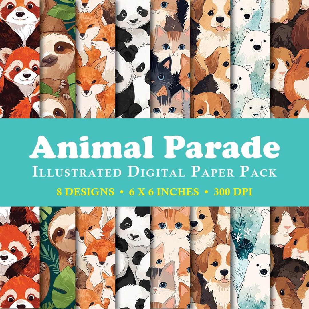 Animal Digital Paper Pack | 8 Printable Animal Patterns | AI Generated ...