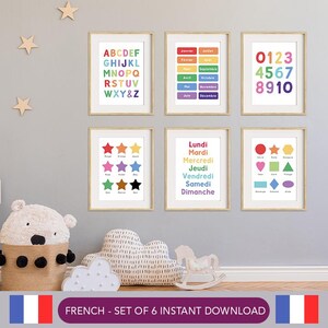 Set of 6 French Educational Printable Wall Art, 6 French Homeschooling ...