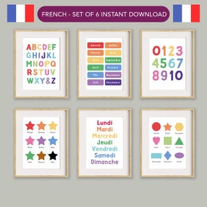 Set of 6 French Educational Printable Wall Art, 6 French Homeschooling ...