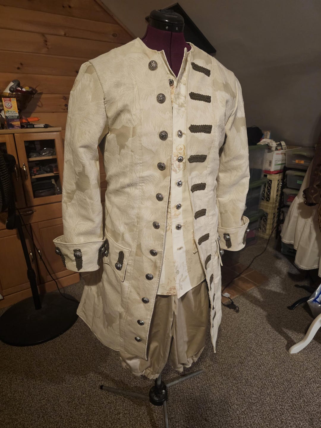 Ivory 18th Century Colonial Mens Ensemble Frock Coat Vest Breeches ...