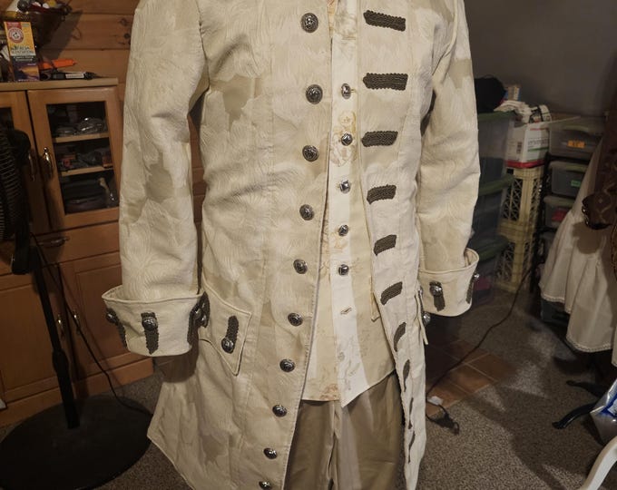 Ivory 18th Century Colonial Mens Ensemble Frock Coat Vest Breeches ...